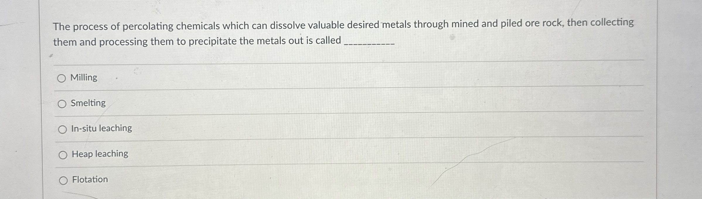 Solved The process of percolating chemicals which can | Chegg.com