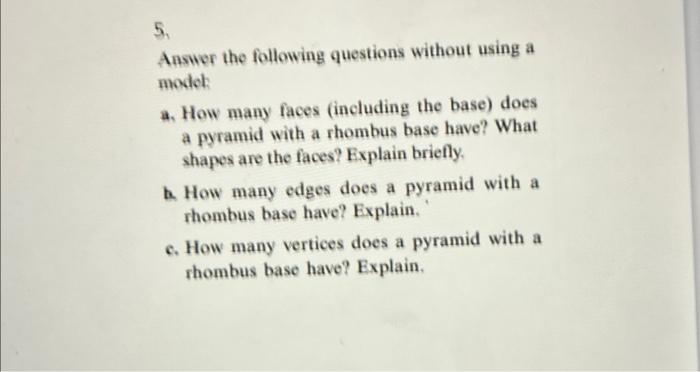 Solved 5. Answer the following questions without using a | Chegg.com