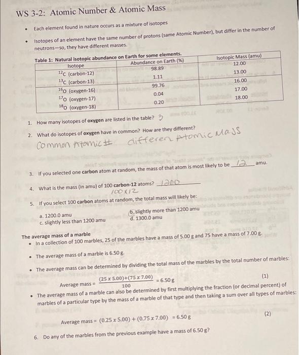 Solved WS 3-1: Isotopic Notation Fill in the Table: All | Chegg.com