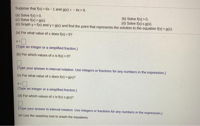 Solved Suppose that f(x) = 6x - 1 and g(x) = - 4x +9. (a) | Chegg.com