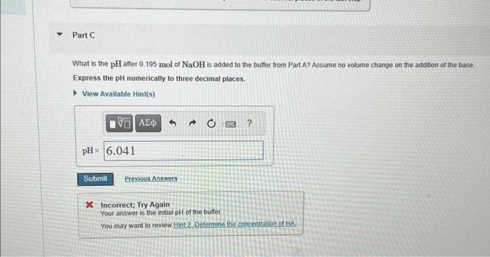 Solved What is the pH of a buffer prepared by adding 0.607 | Chegg.com