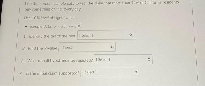 Solved Use the random sample data to test the claim that | Chegg.com Solved Use the random sample data to test the claim that | Chegg.com