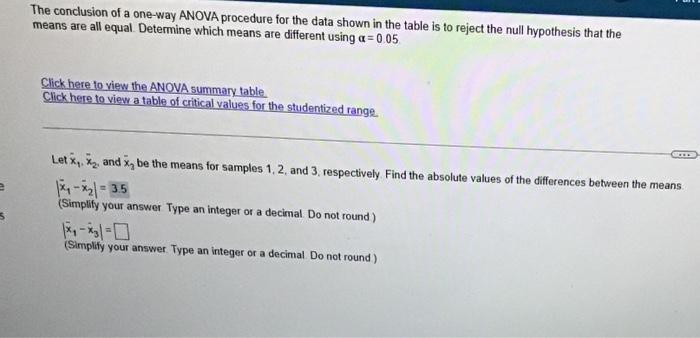 Solved The conclusion of a one-way ANOVA procedure for the | Chegg.com