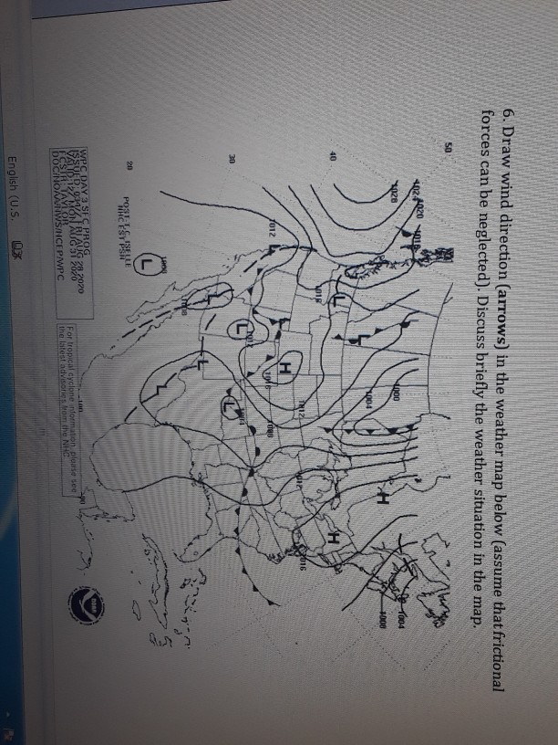 Solved 6. Draw wind direction (arrows) in the weather map | Chegg.com
