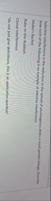 Solved Selective interference is the reduction in the spread | Chegg.com
