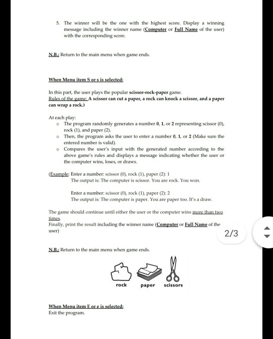 Solved You will implement a menu-based system for a Gaming | Chegg.com