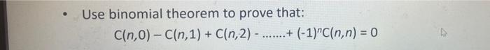 Solved Use binomial theorem to prove that: | Chegg.com