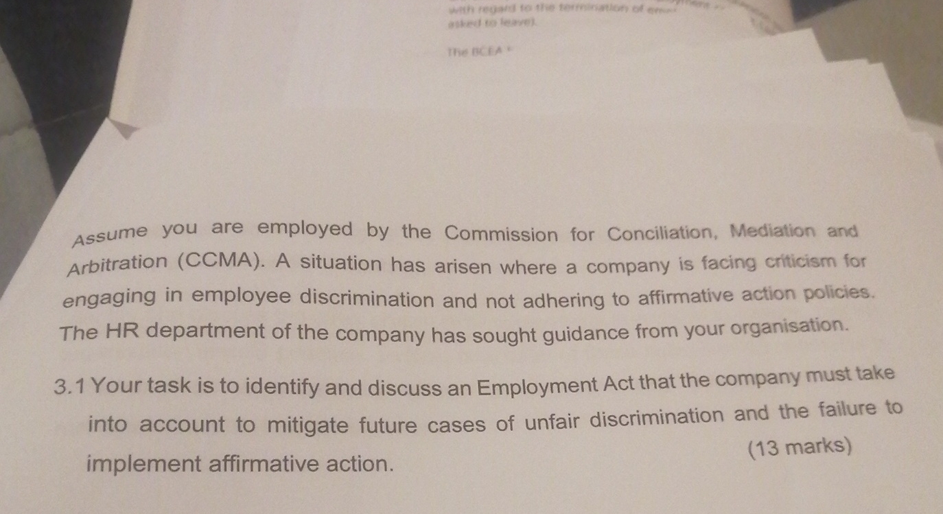 Solved The BC EA :Assume you are employed by the Commission | Chegg.com