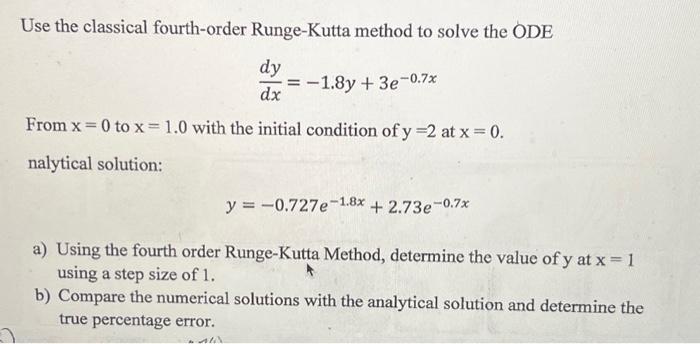 Solved Use the classical fourth-order Runge-Kutta method to | Chegg.com