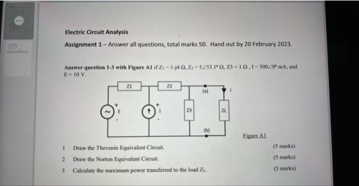 Electric Circuit Analysis Assignment 1 - Answer all | Chegg.com