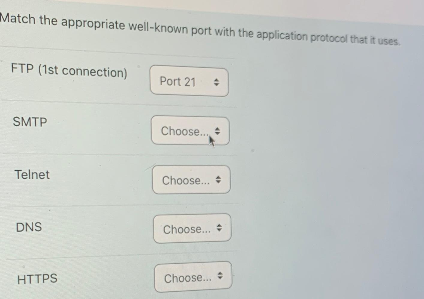 Solved Match the appropriate well-known port with the | Chegg.com