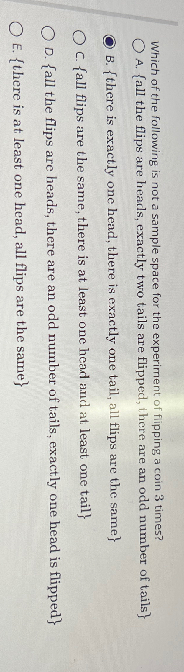 Solved Which of the following is not a sample space for the | Chegg.com