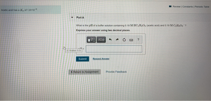 Solved Review Constants Periodic Table Acetic acid has a K. | Chegg.com