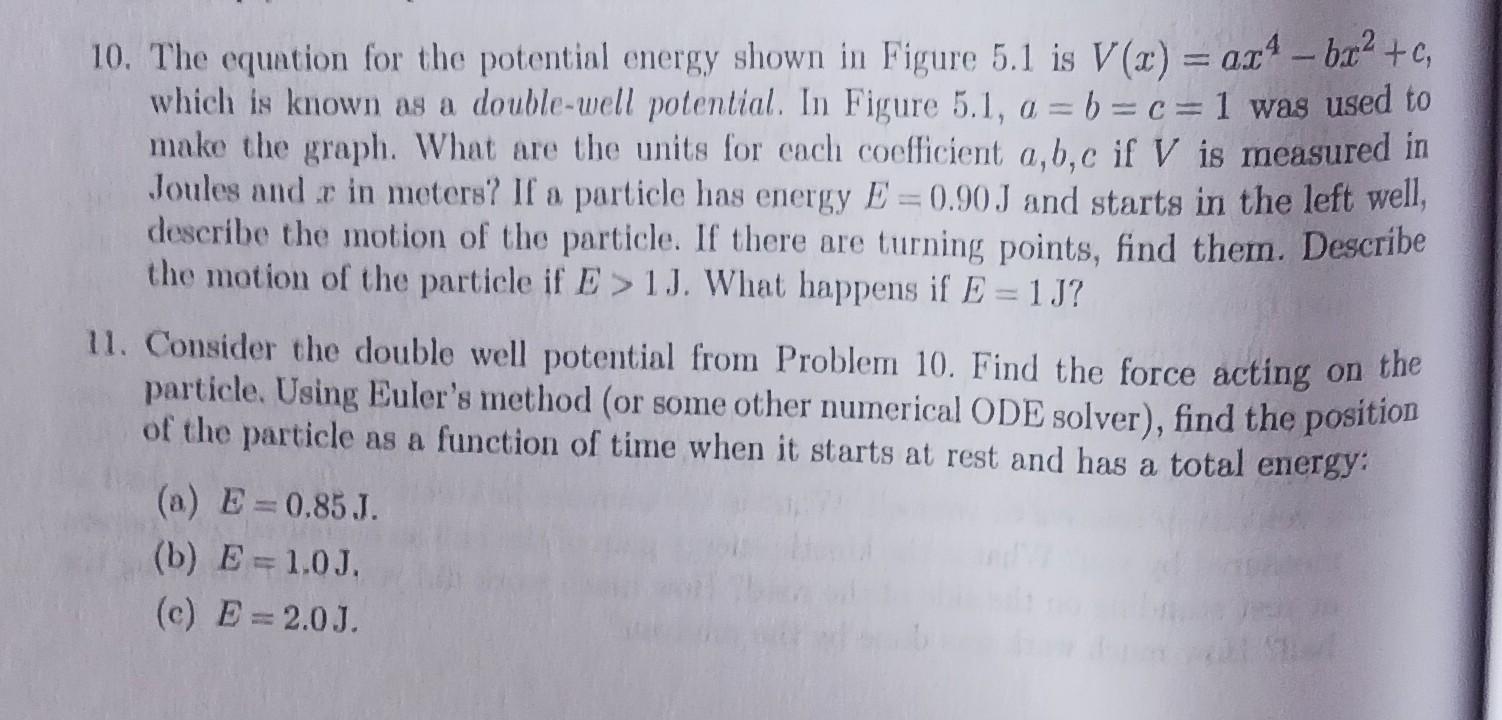 Solved 10. The equation for the potential energy shown in | Chegg.com