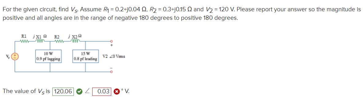 Solved For the given circuit, find Vs. ﻿Assume | Chegg.com