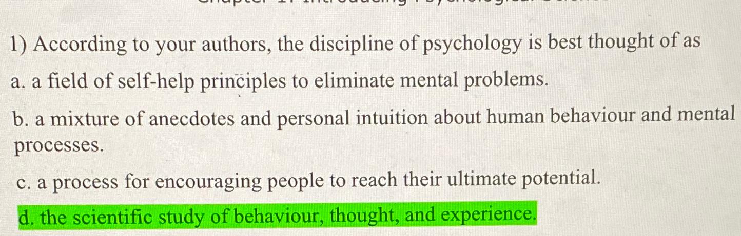 Solved According to your authors, the discipline of | Chegg.com