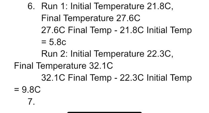 6 Calculate the difference in temperature (AT) for | Chegg.com
