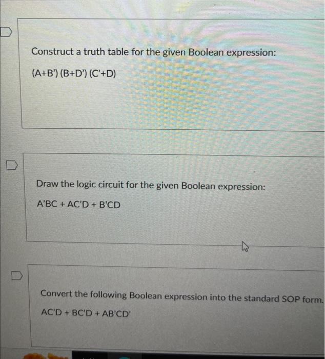 Solved Construct a truth table for the given Boolean | Chegg.com