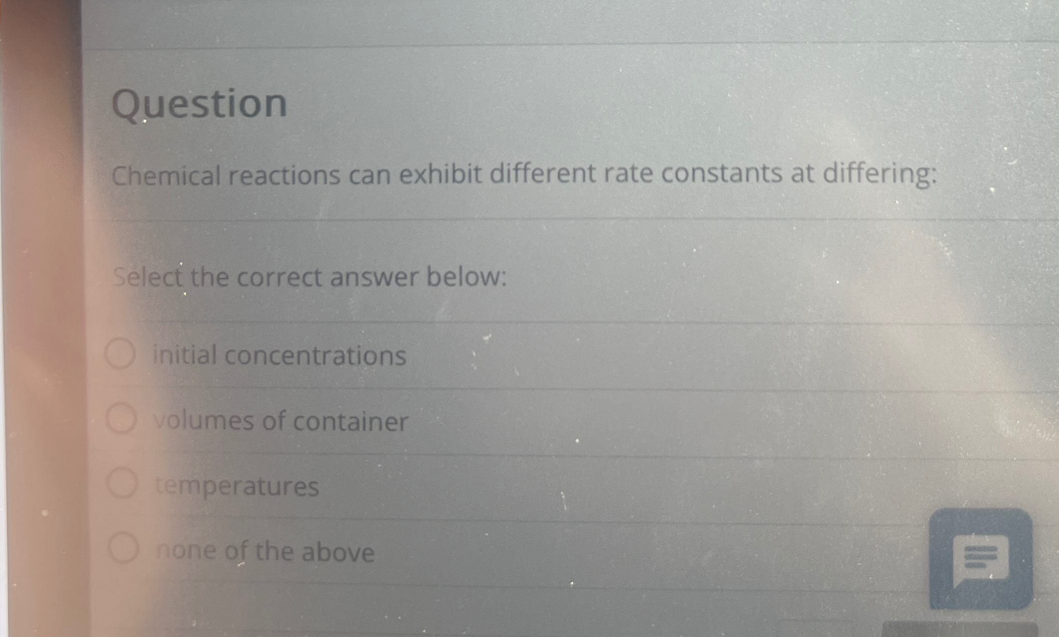 Solved QuestionChemical reactions can exhibit different rate | Chegg.com