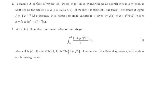 Solved 1. (4 marks) A surface of revolution, whose equation | Chegg.com
