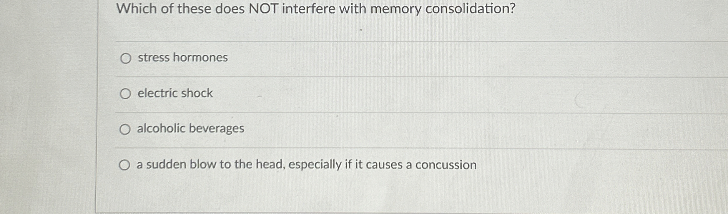 Solved Which of these does NOT interfere with memory | Chegg.com