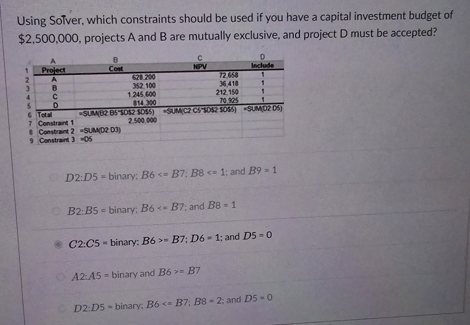 Solved Using SoTver, which constraints should be used if you | Chegg.com