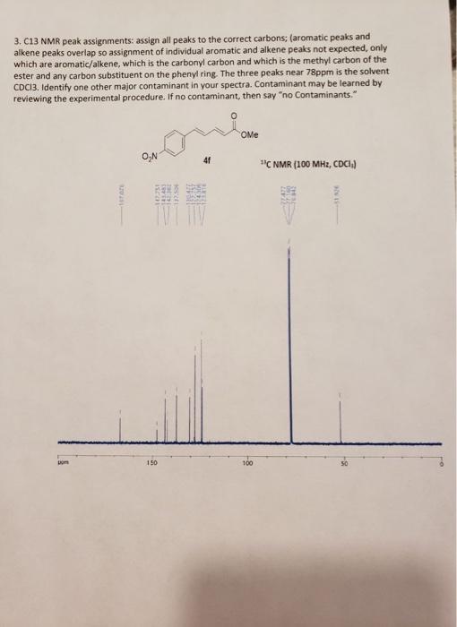 Solved 3. C13 NMR peak assignments: assign all peaks to the | Chegg.com