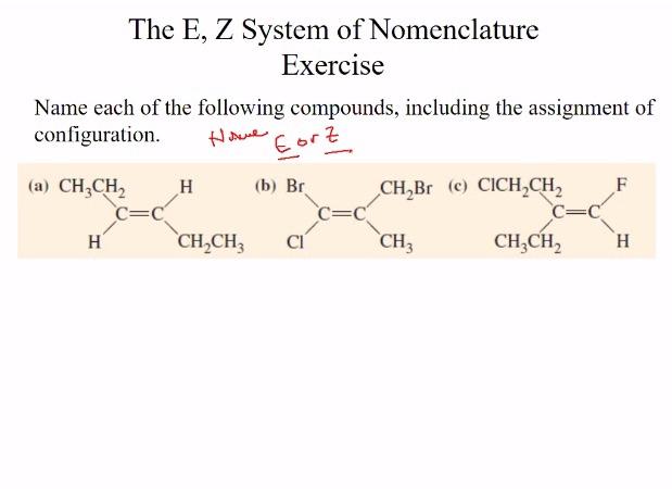 Solved The E, Z System of Nomenclature Exercise Name each of | Chegg.com