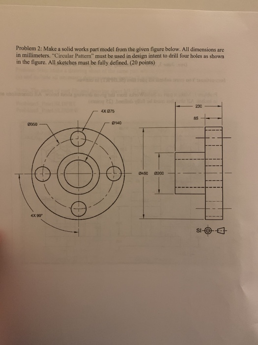 Solved Problem 2: Make a solid works part model from the | Chegg.com