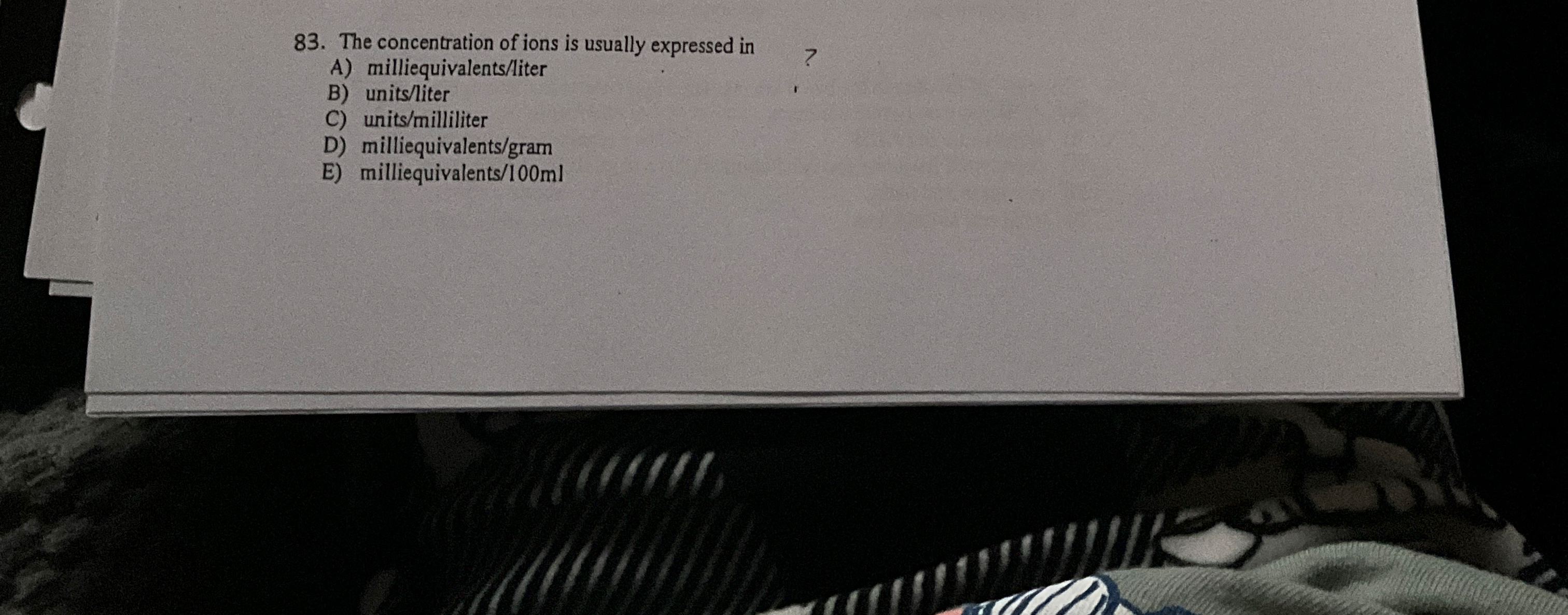 Solved The concentration of ions is usually expressed inA) | Chegg.com