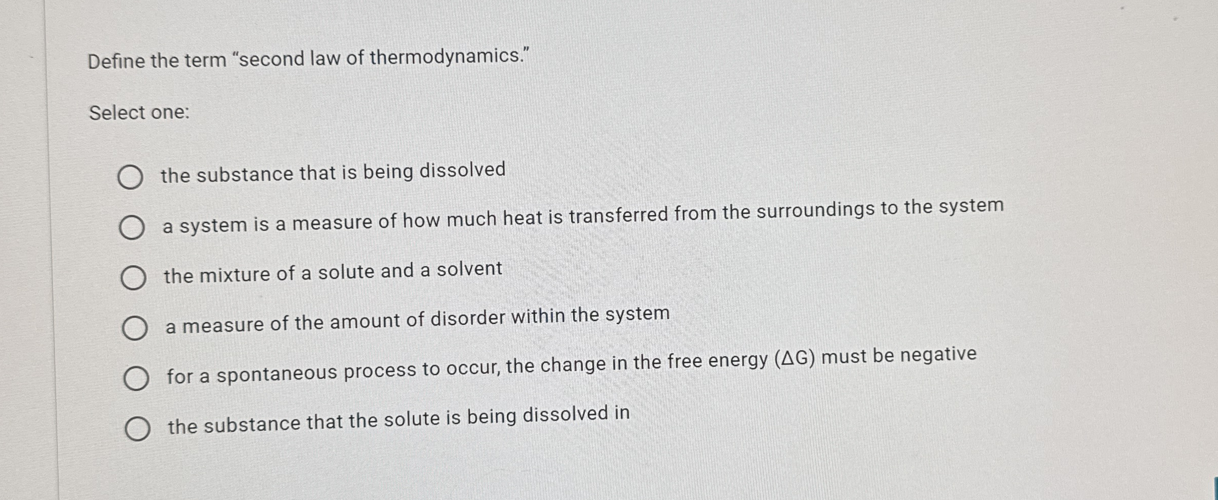Solved Define the term "second law of thermodynamics."Select | Chegg.com