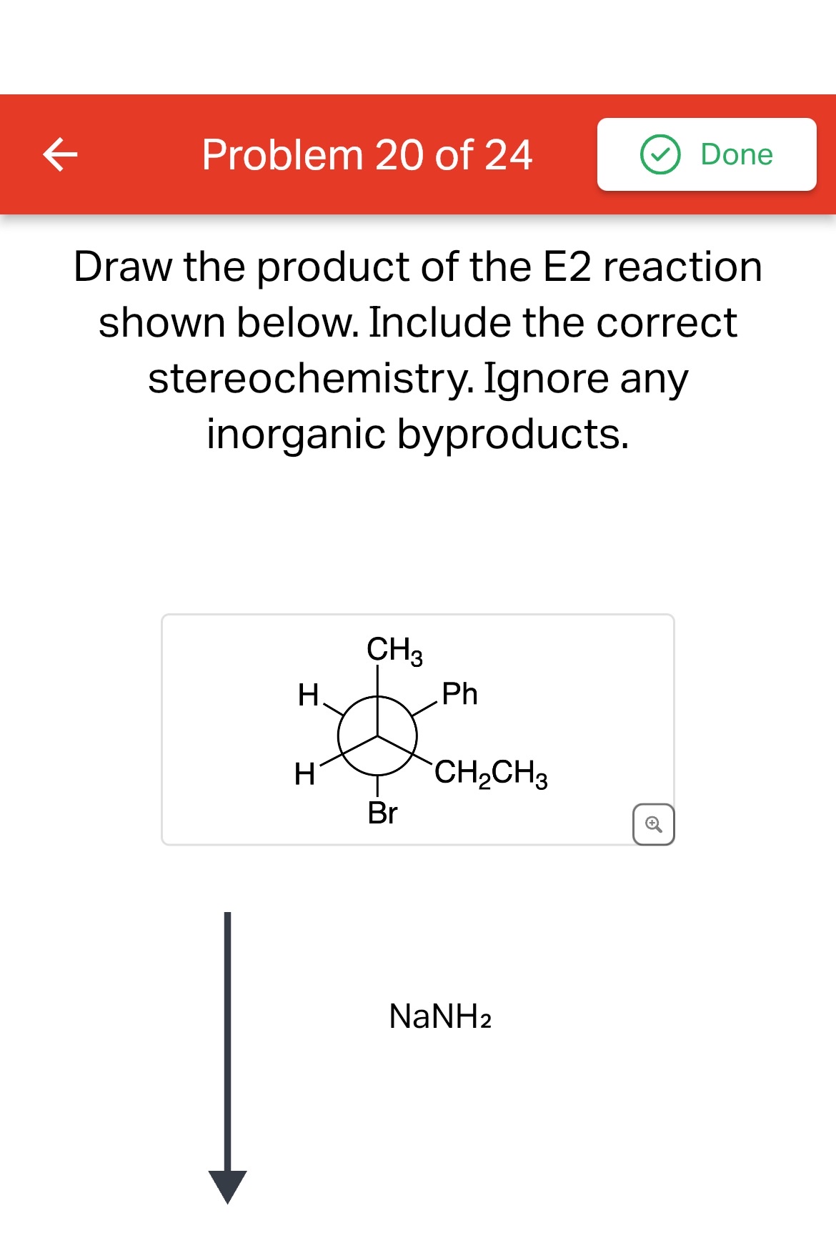 Solved Problem 20 ﻿of 24Draw the product of the E2 ﻿reaction | Chegg.com
