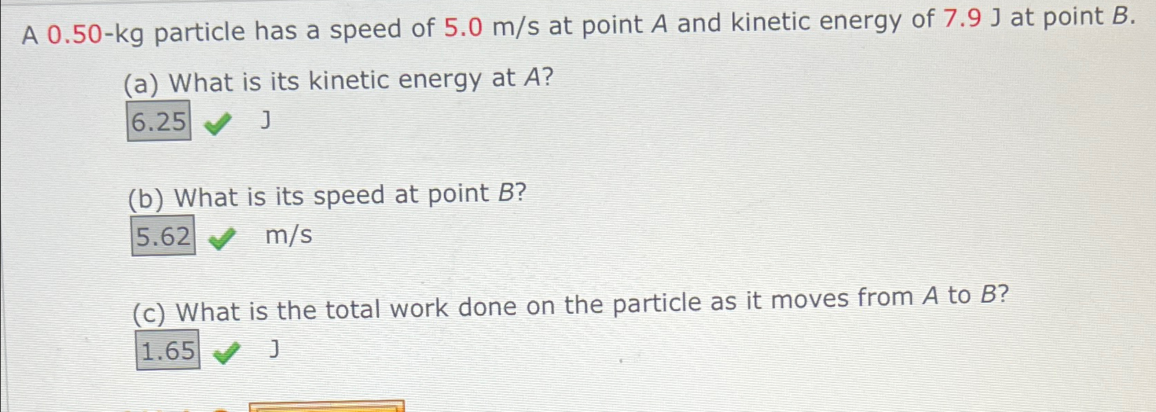 Solved A 0.50-kg ﻿particle has a speed of 5.0ms ﻿at point A | Chegg.com