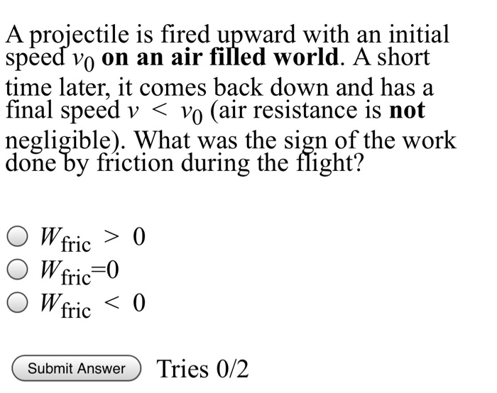 Solved A projectile is fired upward with an initial speed vo | Chegg.com