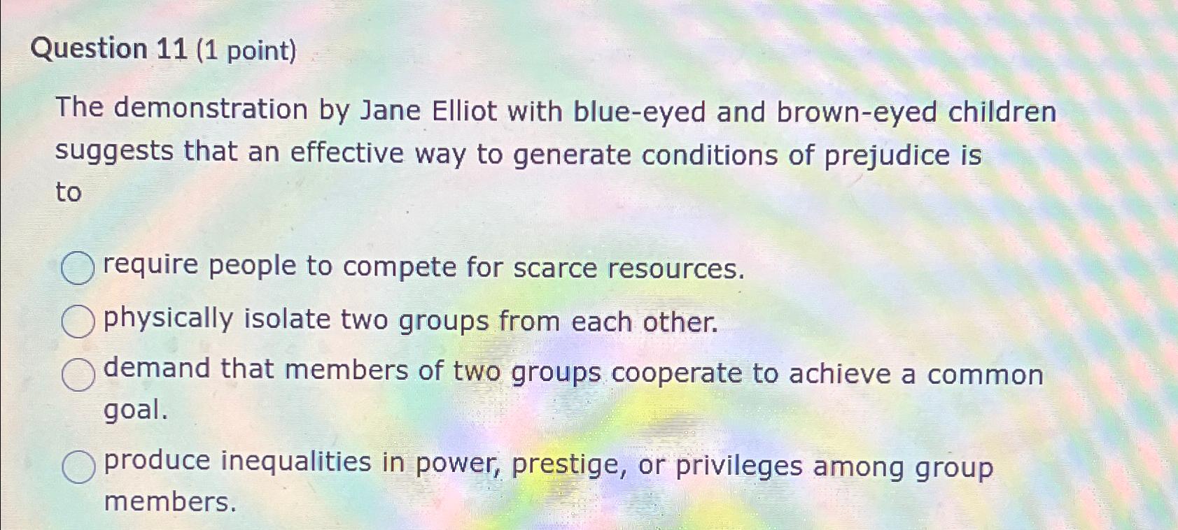 Solved Question 11 (1 ﻿point)The demonstration by Jane | Chegg.com