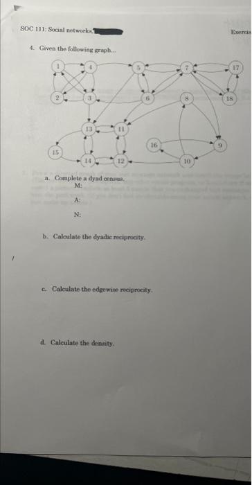 4. Given the following graph... a. Complete a dyad | Chegg.com