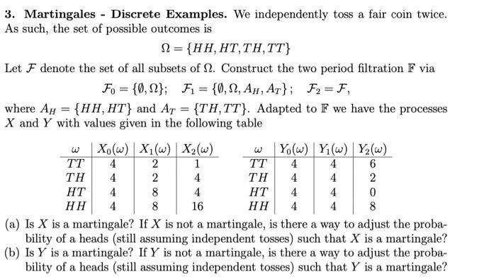 Solved 3. Martingales - Discrete Examples. We independently | Chegg.com