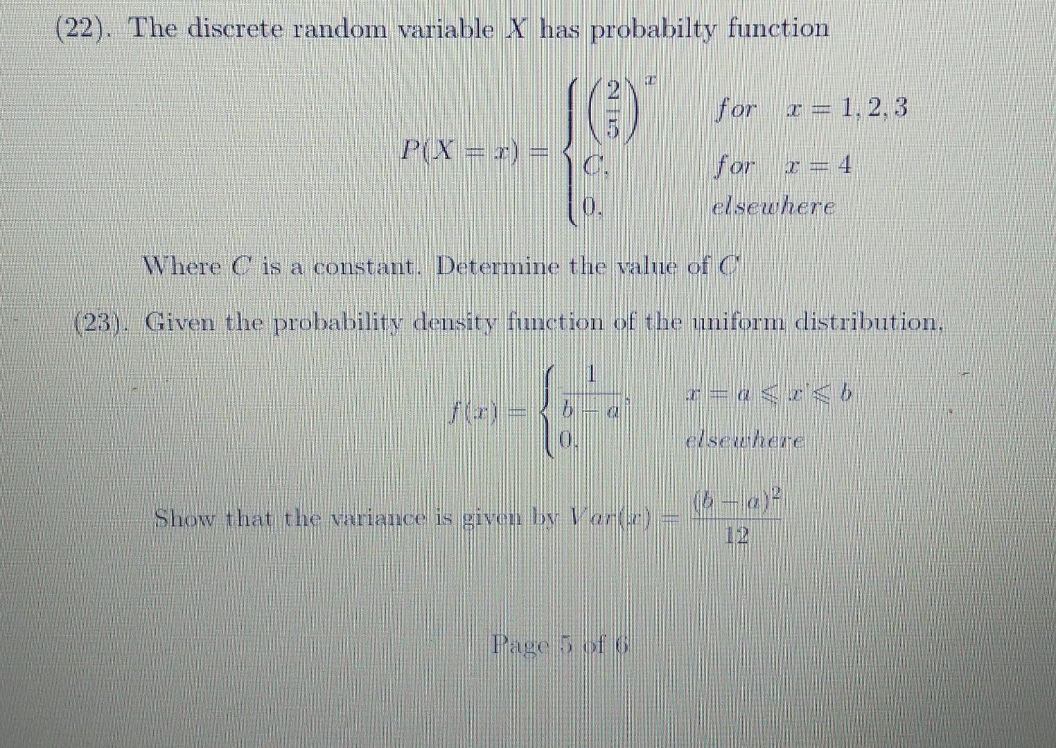 Solved Find: (22). The discrete random variable X has | Chegg.com