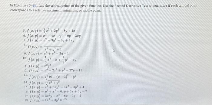 Solved In Exercises 5-18, find the critical points of the | Chegg.com