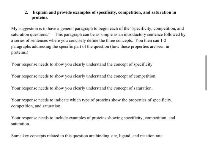 Solved 2. Explain and provide examples of specificity, | Chegg.com