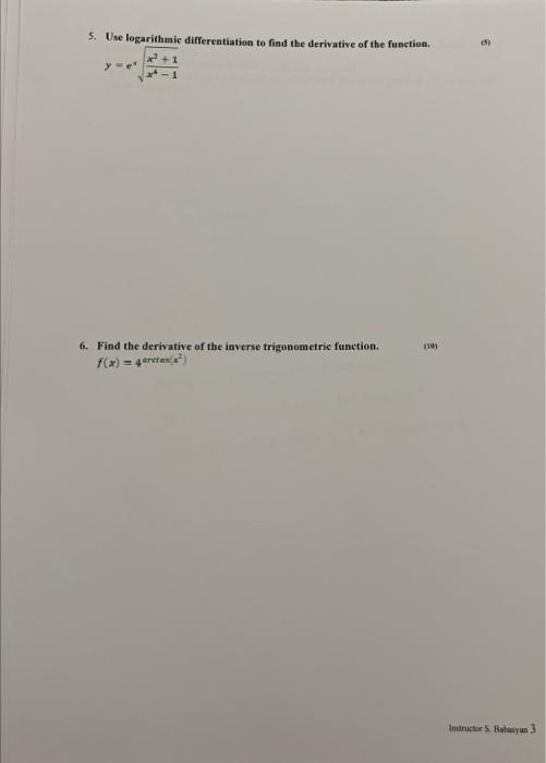 Solved 4. Differentiate the function. f(x)=3xlog2x−3x2−3x5. | Chegg.com