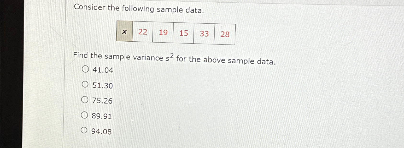 Solved Consider the following sample | Chegg.com