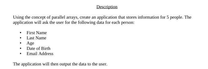 Solved Using the concept of parallel arrays, create an | Chegg.com