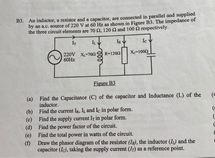 Solved B3. An inductor, a resistor and a capacitor, are | Chegg.com