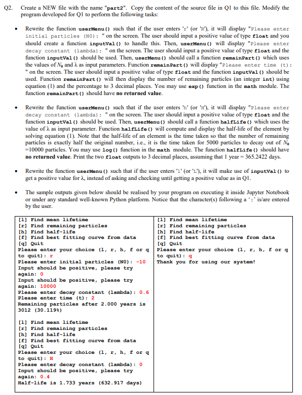 Solved Q2. ﻿Create a NEW file with the name "part2". ﻿Copy | Chegg.com