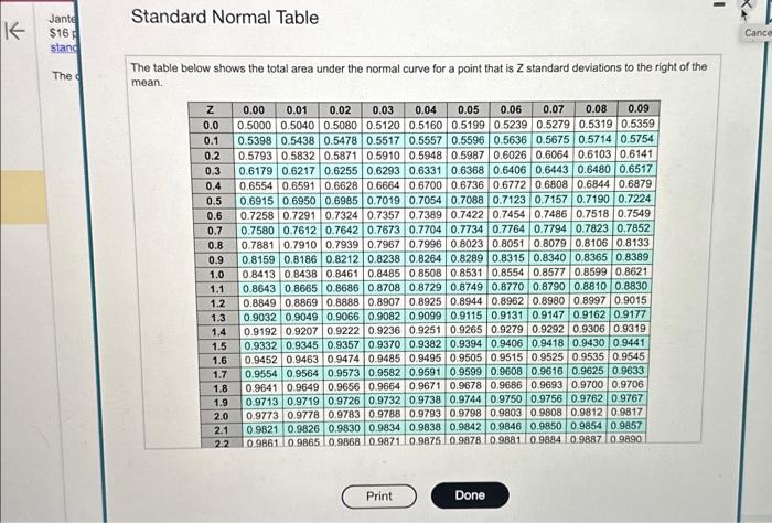 Solved Standard Normal Table The table below shows the total | Chegg.com Solved Standard Normal Table The table below shows the total | Chegg.com