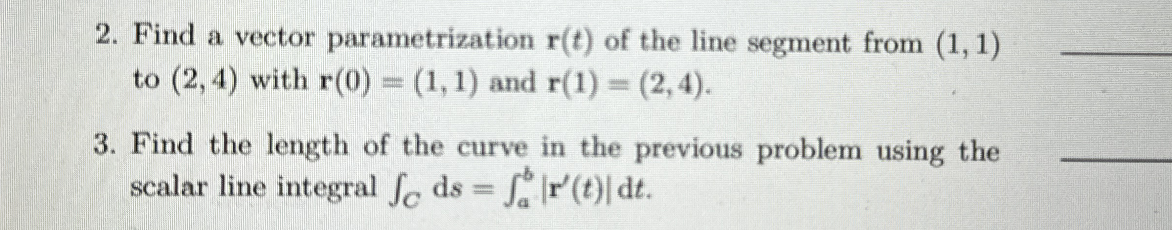 Solved Find a vector parametrization r(t) ﻿of the line | Chegg.com
