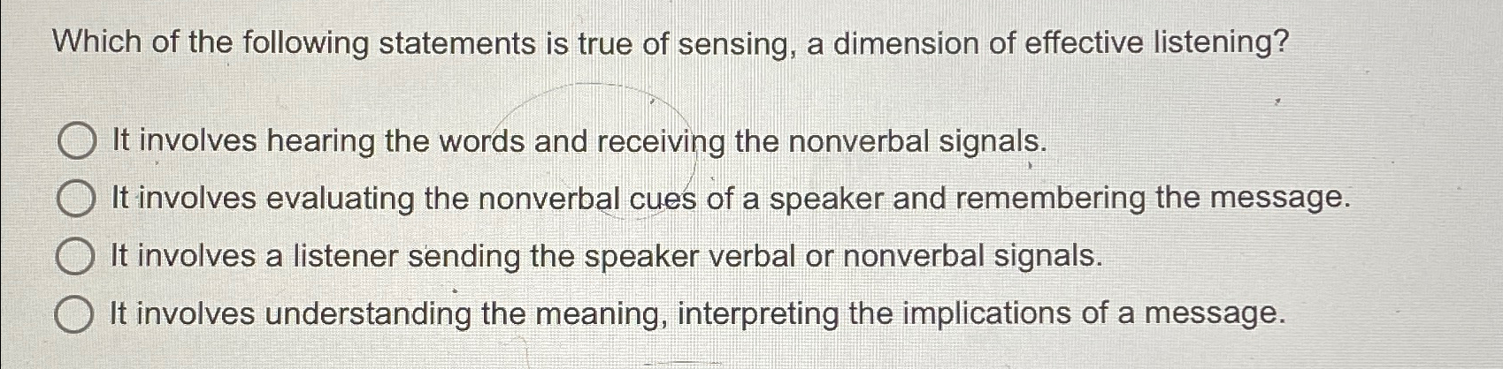 Solved Which of the following statements is true of sensing, | Chegg.com