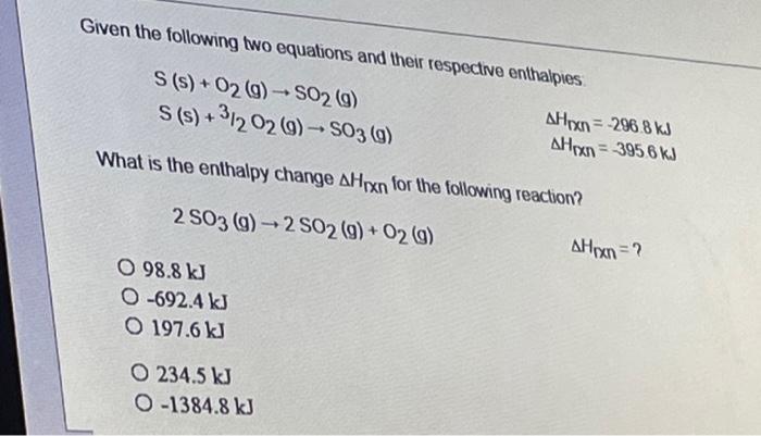 Solved Given the following two equations and their | Chegg.com
