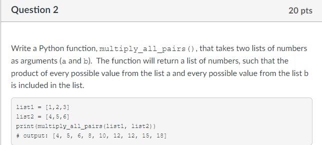 Solved Question 2 20 Pts Write A Python Function 8240